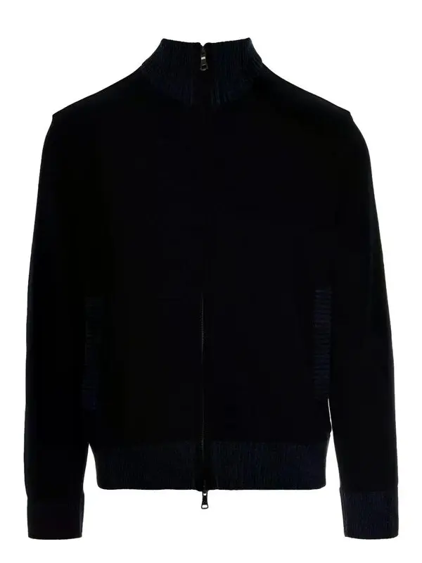 Paul & Shark Zipped Ribbed-hem Cardigan - Blue