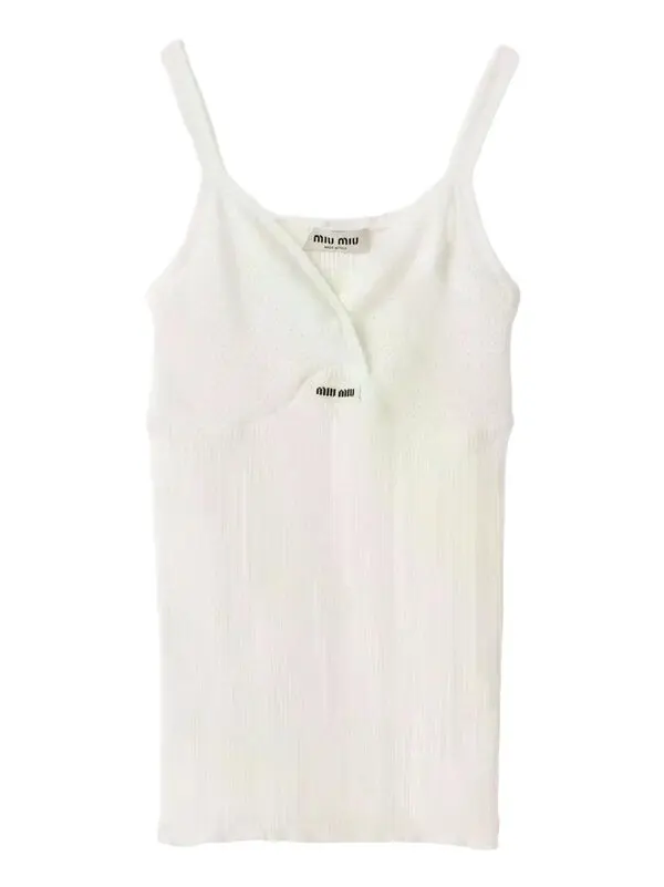 Miu Miu Ribbed Knit Top - White
