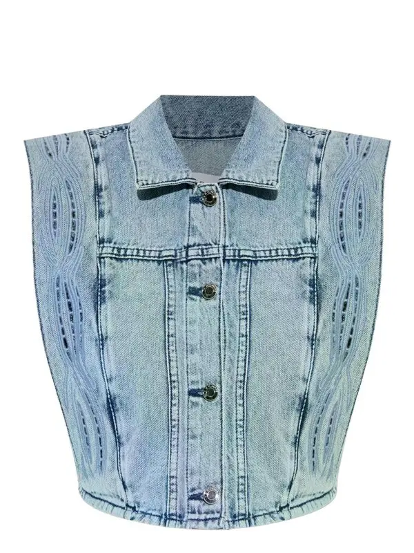 IRO PARIS Rosye Broderie-anglaise Denim Jacket - Blue
