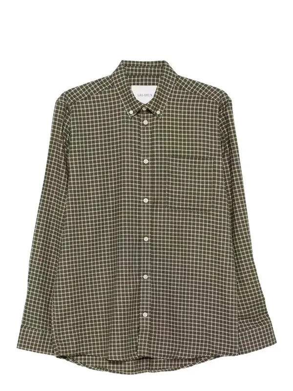 LES DEUX Check Flannel Shirt - Green