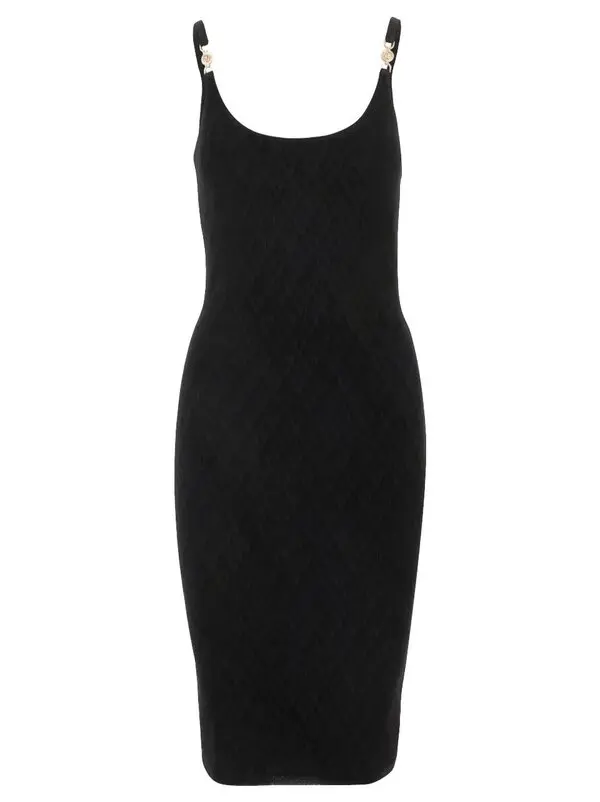 Versace Embellished-strap Midi Dress - Black