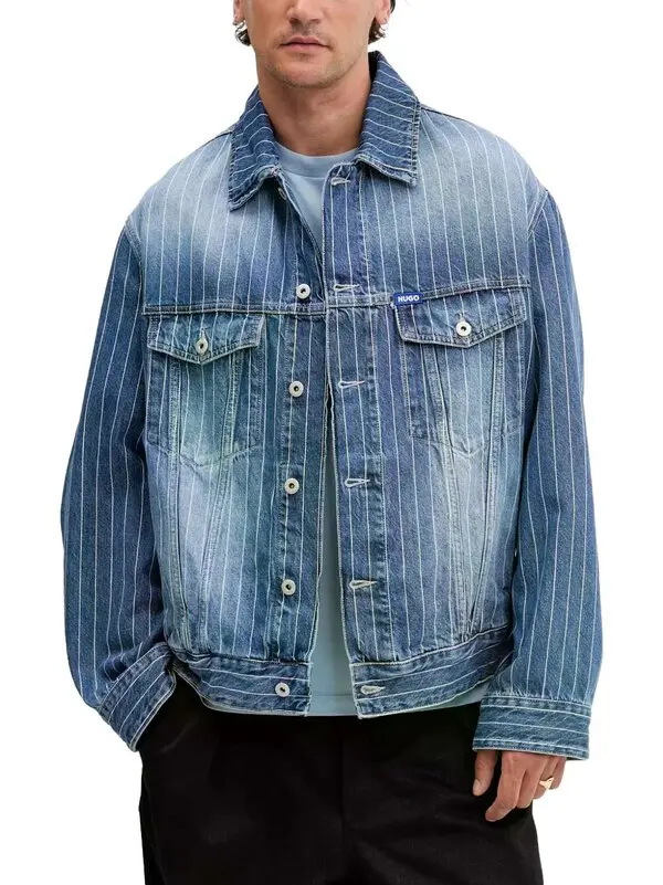 Hugo Pinstripe Denim Jacket - Blue