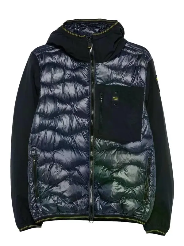 BLAUER. Quilted Hooded Jacket - Blue