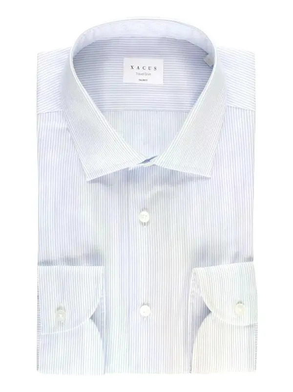 XACUS Striped Cotton Shirt - Blue