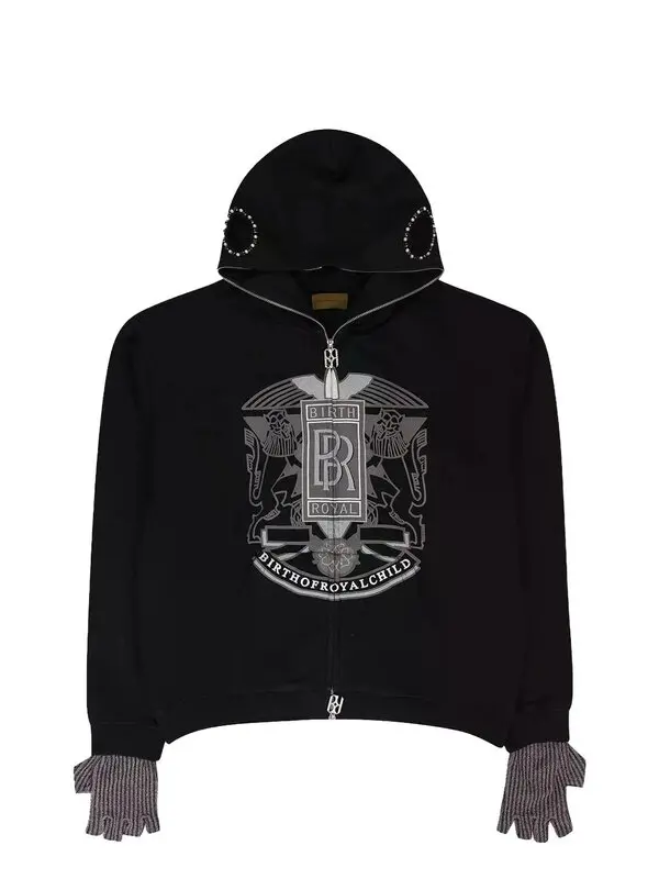 BIRTH OF ROYAL CHILD Royce Embellished Zip-up Hoodie - Black