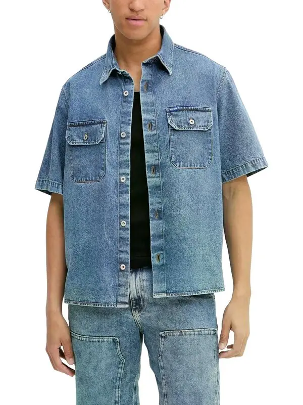 Hugo Short-sleeve Cotton Denim Shirt - Blue