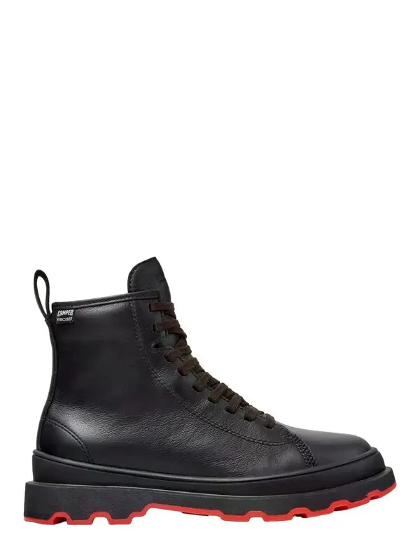 Camper Lace-up Leather Combat Boots - Black