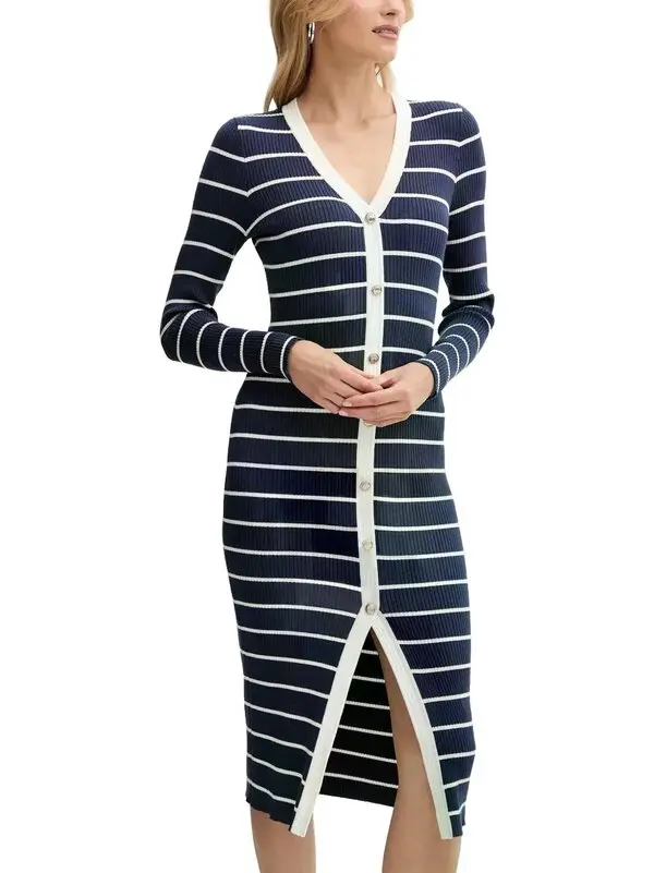 Guess Striped Button-front Dress - Blue