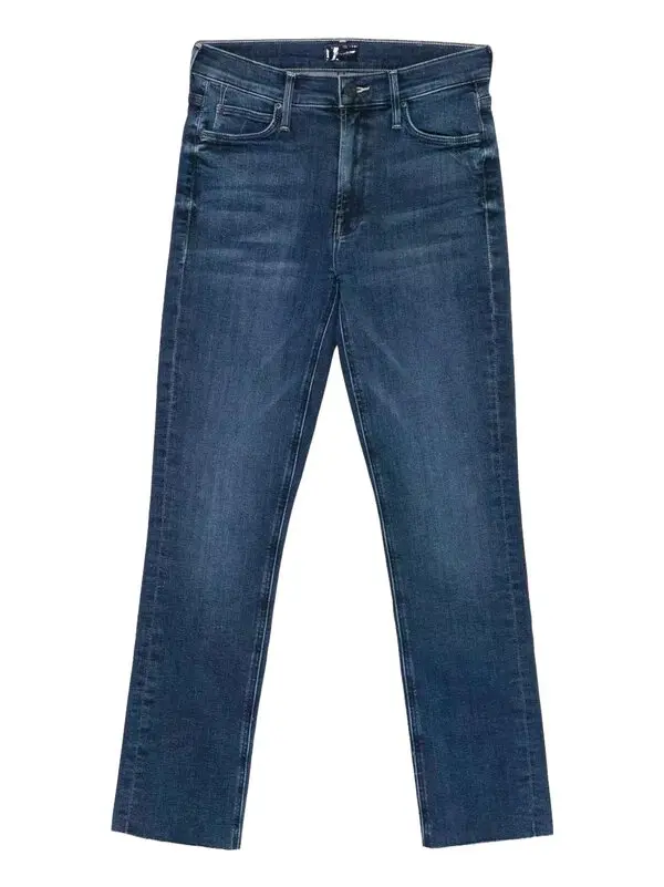 MOTHER Mid-rise Jeans With Frayed Hem - Blue