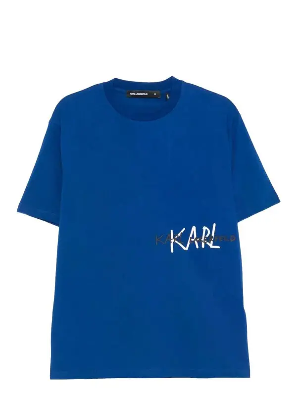 Karl Lagerfeld Logo-embroidered T-shirt - Blue