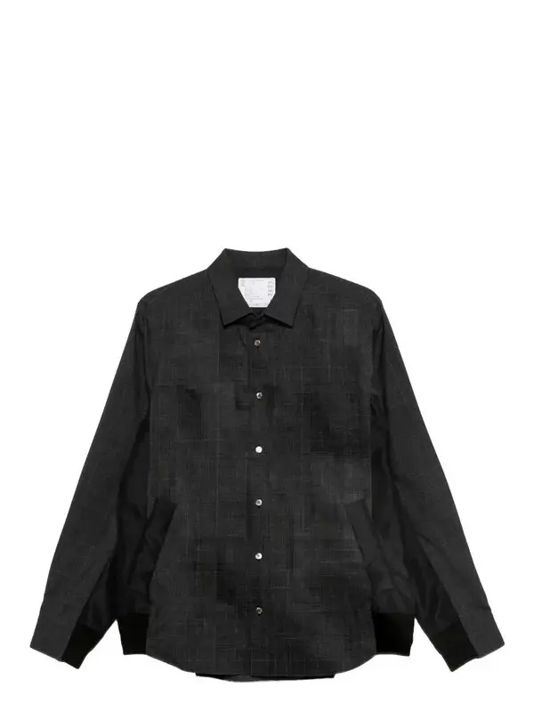 Sacai Checked-pattern Shirt Jacket - Grey