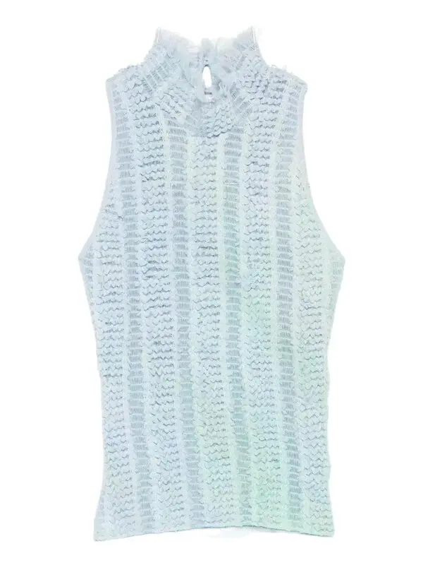 ROBERTA EINER Ruffled High-neck Top - Blue