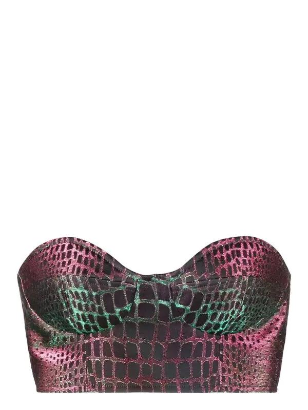 Balmain Embossed-crocodile Crop Top - Pink
