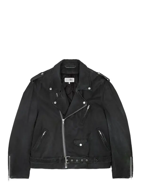 MAISON MARGIELA Asymmetrical-zip Biker Jacket - Black