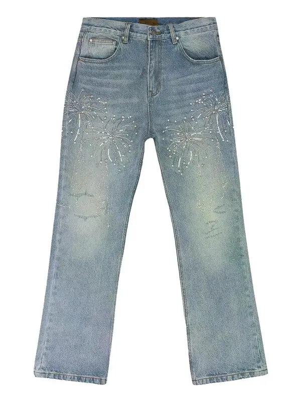 BIRTH OF ROYAL CHILD Beaded Fireworks Jeans - Blue