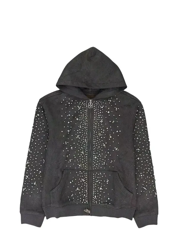 BIRTH OF ROYAL CHILD Pearl-embellished Zip-up Hoodie - Grey