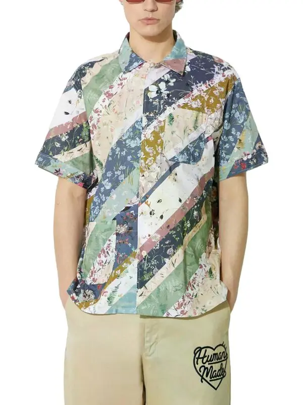 Engineered Garments Floral-patchwork Short-sleeve Shirt - Green