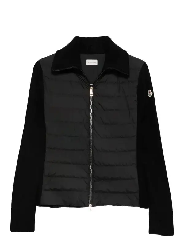 Moncler Quilted Knit-panel Puffer Jacket - Black