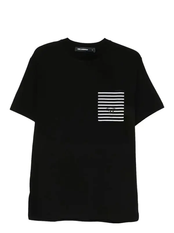 Karl Lagerfeld Striped-pocket T-shirt - Black