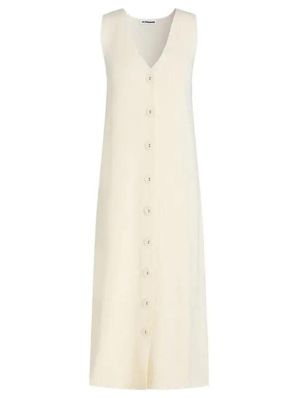 JIL SANDER Ribbed Cotton-blend Midi Dress - Cream