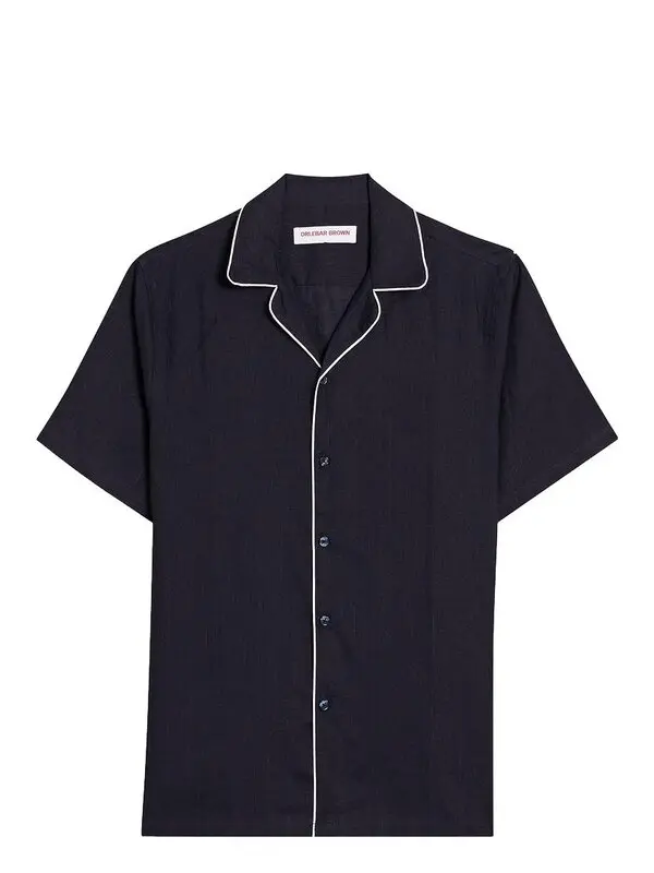 Orlebar Brown Hibbert Linen Shirt - Midnight Blue