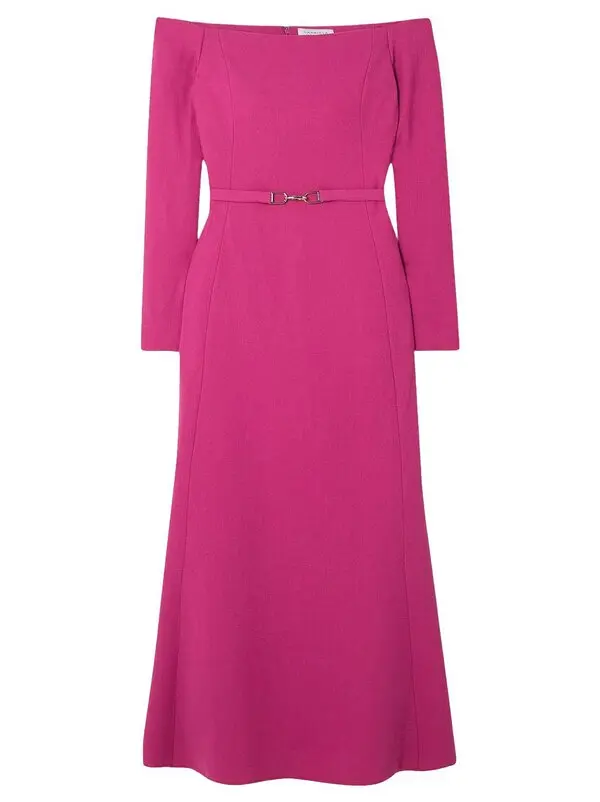 Gabriela Hearst Carole Off-the-shoulder Wool-crepe Dress - Fuchsia