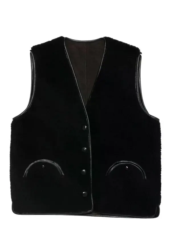 BLAZÉ MILANO Leather-trimmed Shearling Gilet - Brown