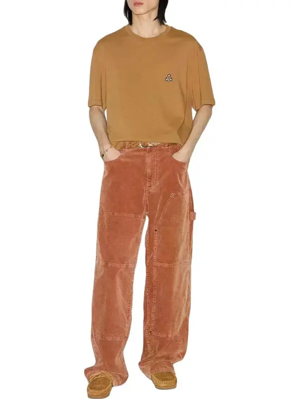 MARANT Hugo Embroidered Cotton T-shirt - Brown