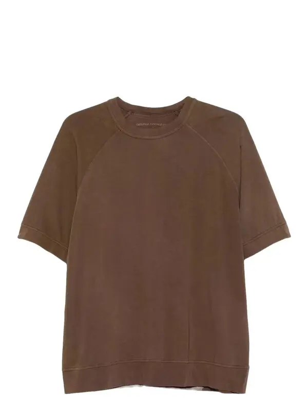 ORIGINAL VINTAGE Raglan-sleeve Cotton T-shirt - Brown