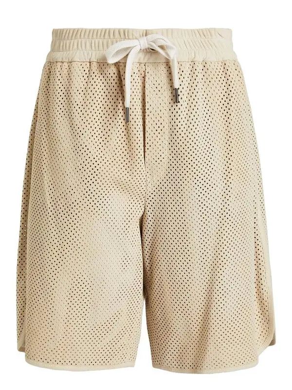 Brunello Cucinelli Perforated Suede Shorts - Beige