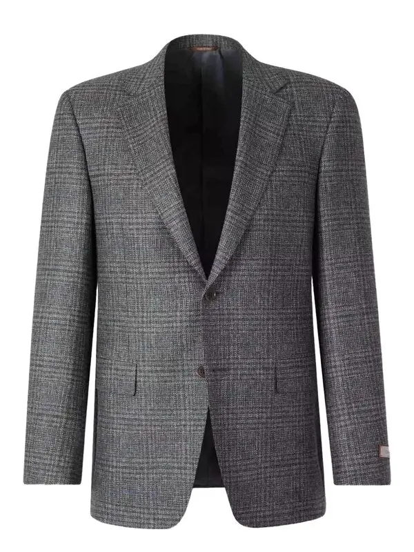 Canali Checked Single-breasted Blazer - Grey