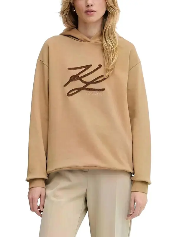 Karl Lagerfeld Logo-embroidered Hoodie - Neutrals