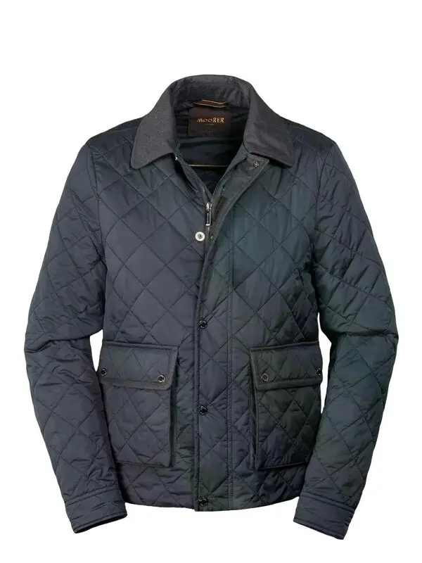 MOORER Diamond-quilted Down Jacket - Blue