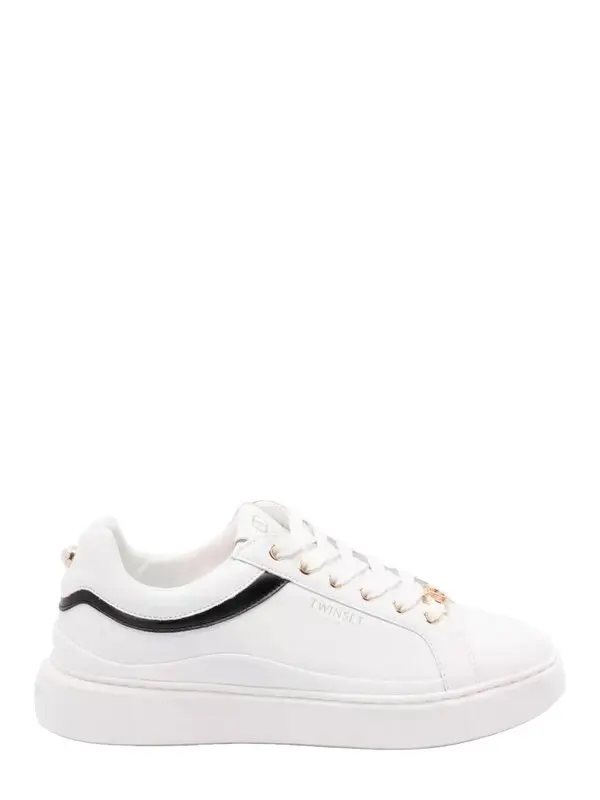 TWINSET Leather-trimmed Lace-up Sneakers - White