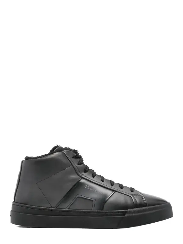 Santoni Leather Zip-fastening High-top Sneakers - Grey