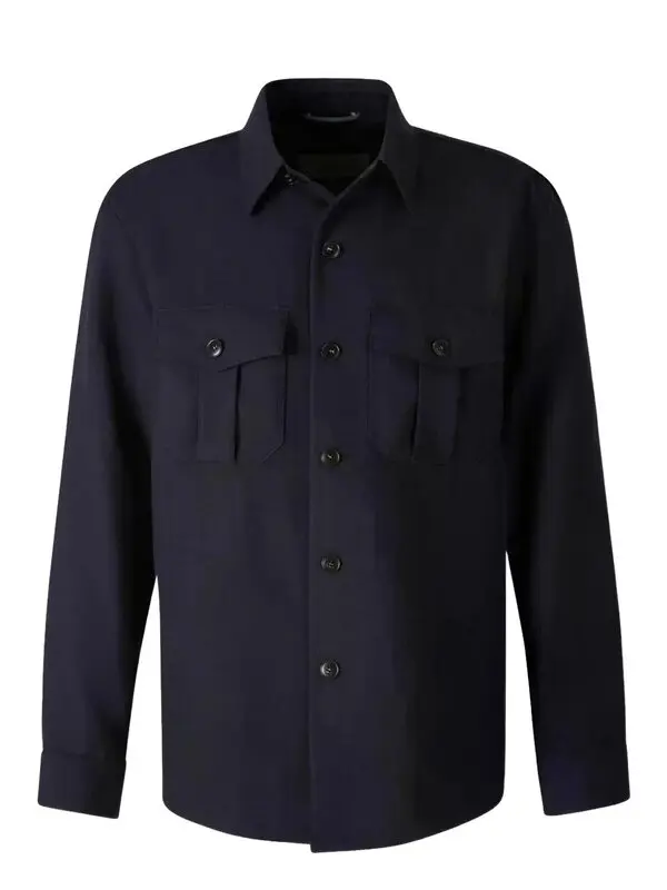 Canali Chest-pockets Shirt Jacket - Blue