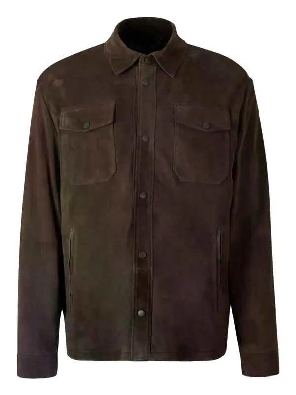 Canali Suede Button-fastening Shirt Jacket - Brown