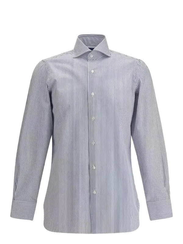 FINAMORE 1925 Striped Long-sleeved Shirt - White