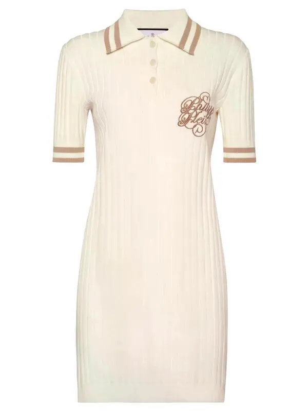 Philipp Plein Knitted Polo Dress - White