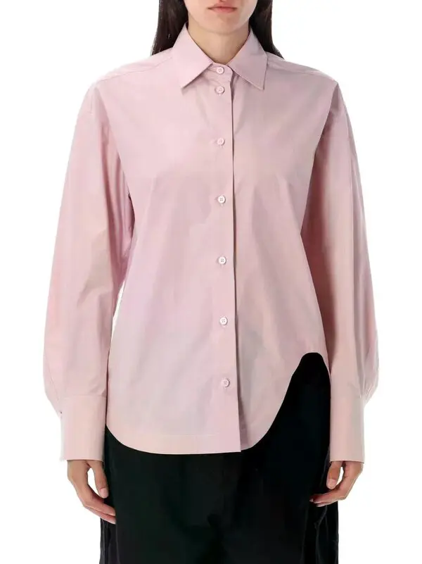 Attico Button-up Shirt With Curved Hem - Pink