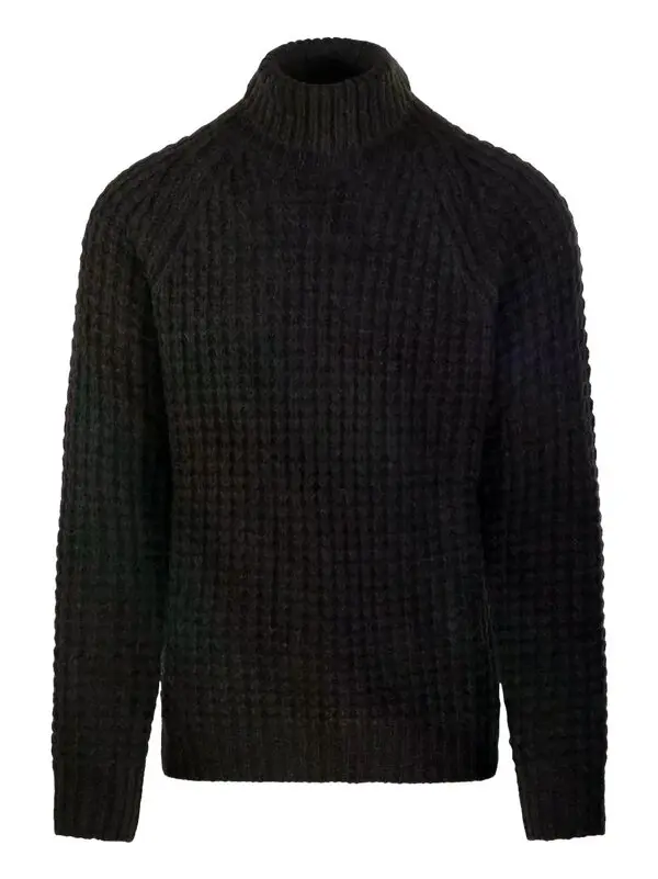 ROBERTO COLLINA High-neck Waffle-knit Sweater - Brown