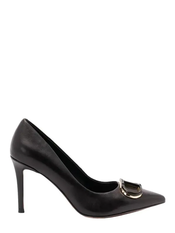 TWINSET 90mm Leather Pointed-toe Pumps - Black