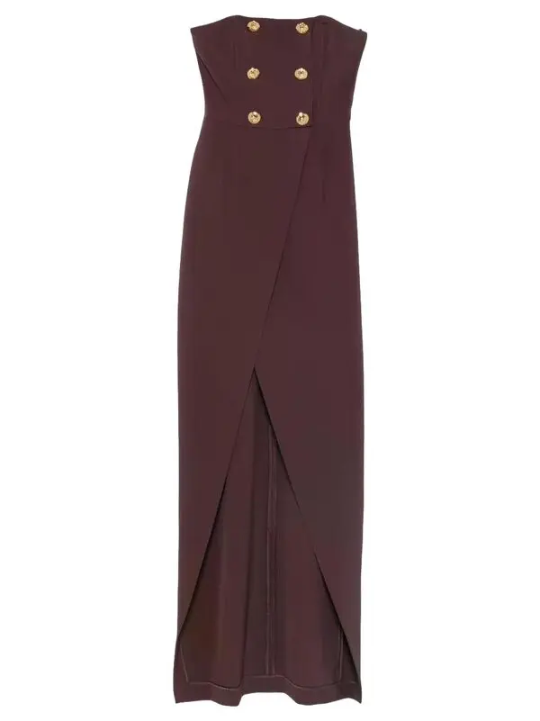 Elisabetta Franchi Button-embellished Wrap Dress - Brown