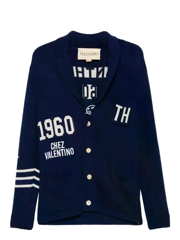 Valentino Garavani Logo-embellished Cardigan - Blue