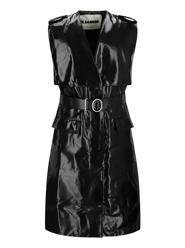 JIL SANDER Sleeveless Belted Coat - Black