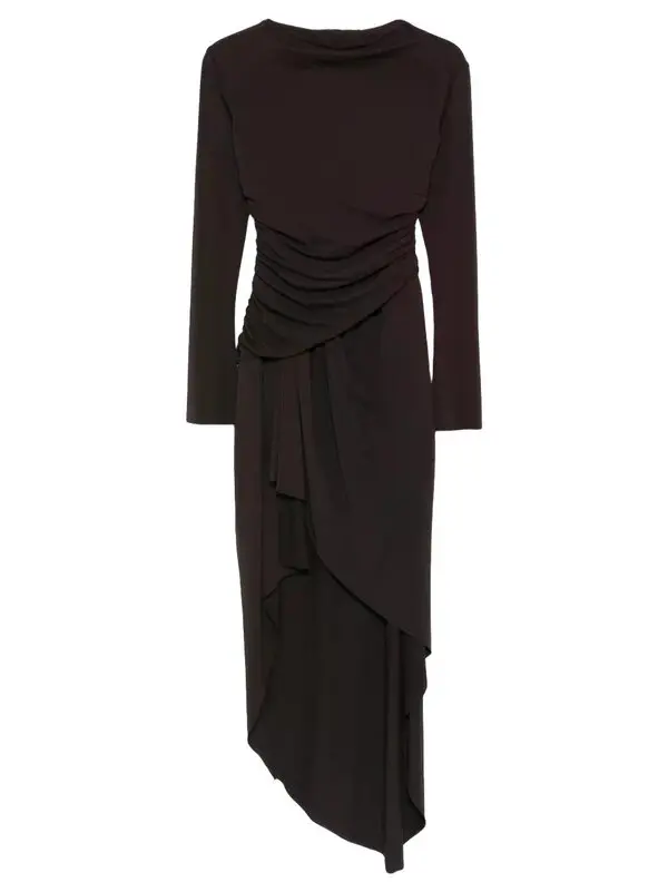 Amen Draped Asymmetric Dress - Brown
