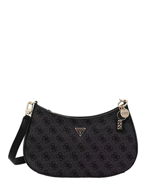 Guess Noelle 4g Curved Shoulder Bag - Black