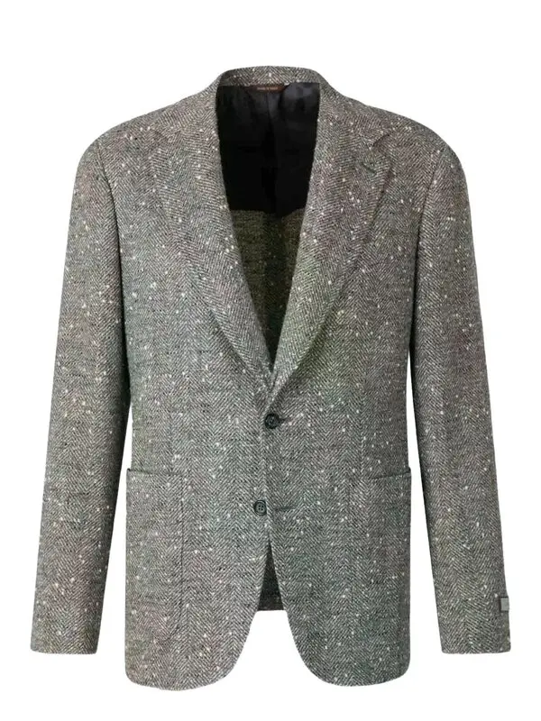 Canali Herringbone Speckled Single-breasted Blazer - Neutrals