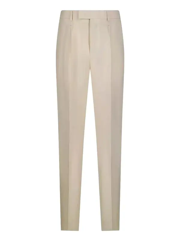 Zegna Pleated Linen Trousers - Neutrals