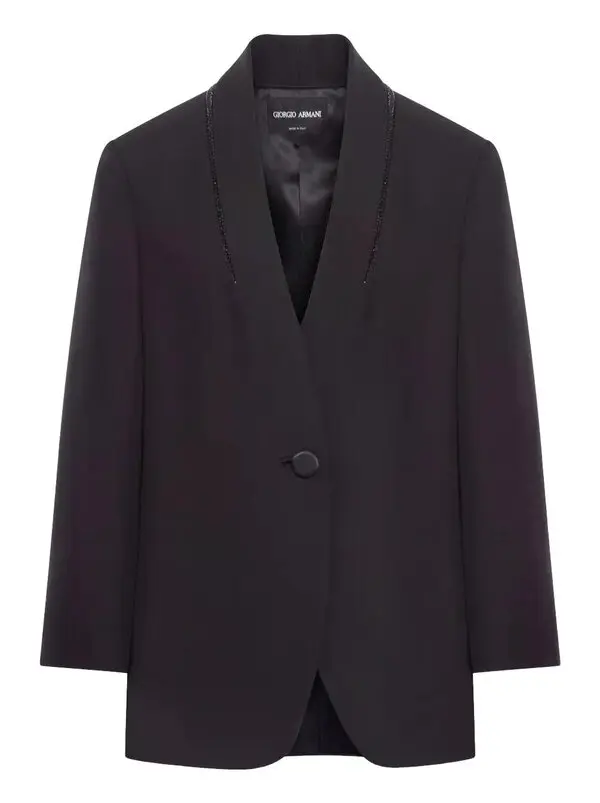 Giorgio Armani Sequin-embellished Single-breasted Blazer - Black